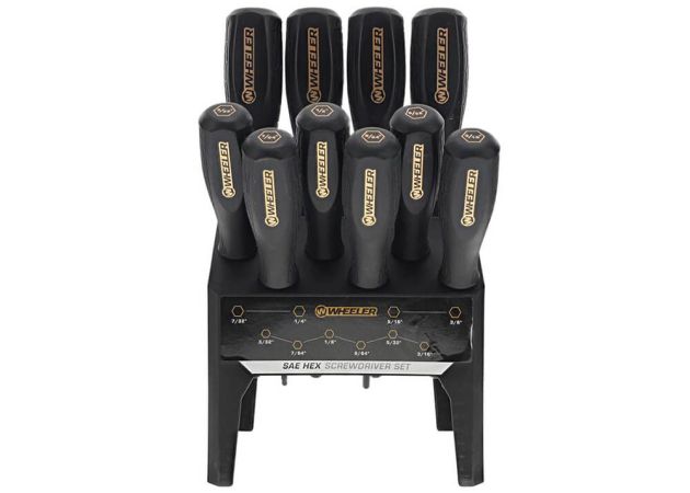 Screwdriver Set Wheeler Benchtop Sae Hex 10 Piece