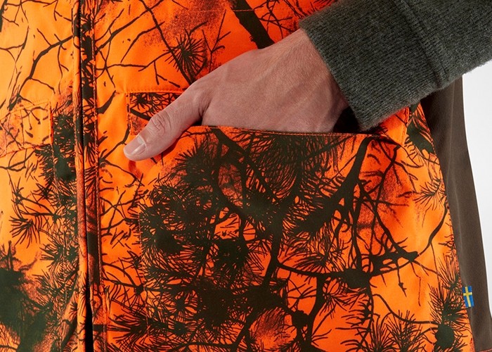 orange camo pattern vest